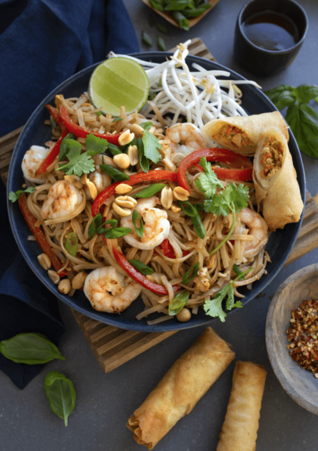 Pad Thai with Thai Basil Chicken Spring Rolls | SUMM! Recipes