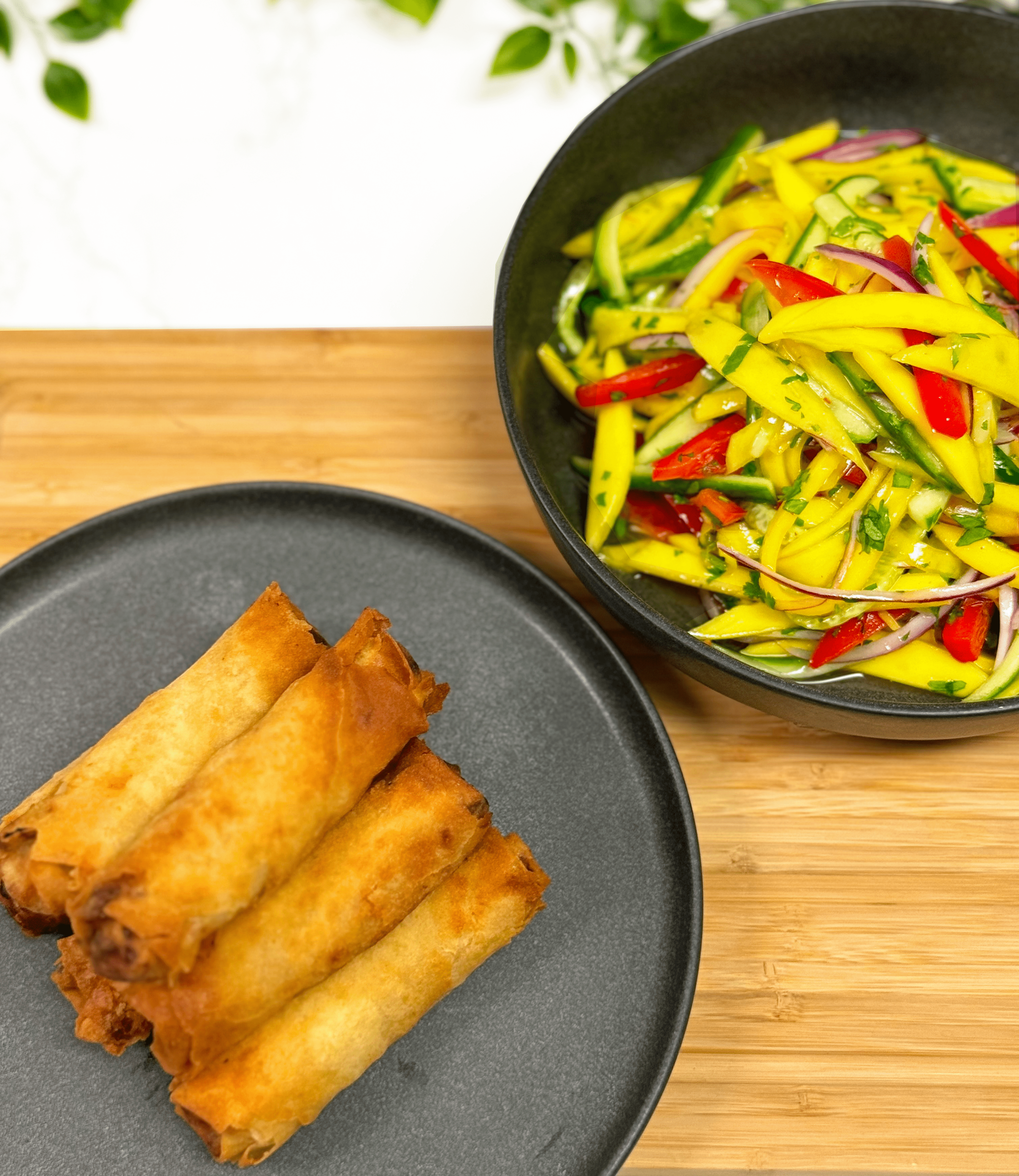 Thai Mango Salad with Thai Basil Chicken Spring Rolls | SUMM! Recipes